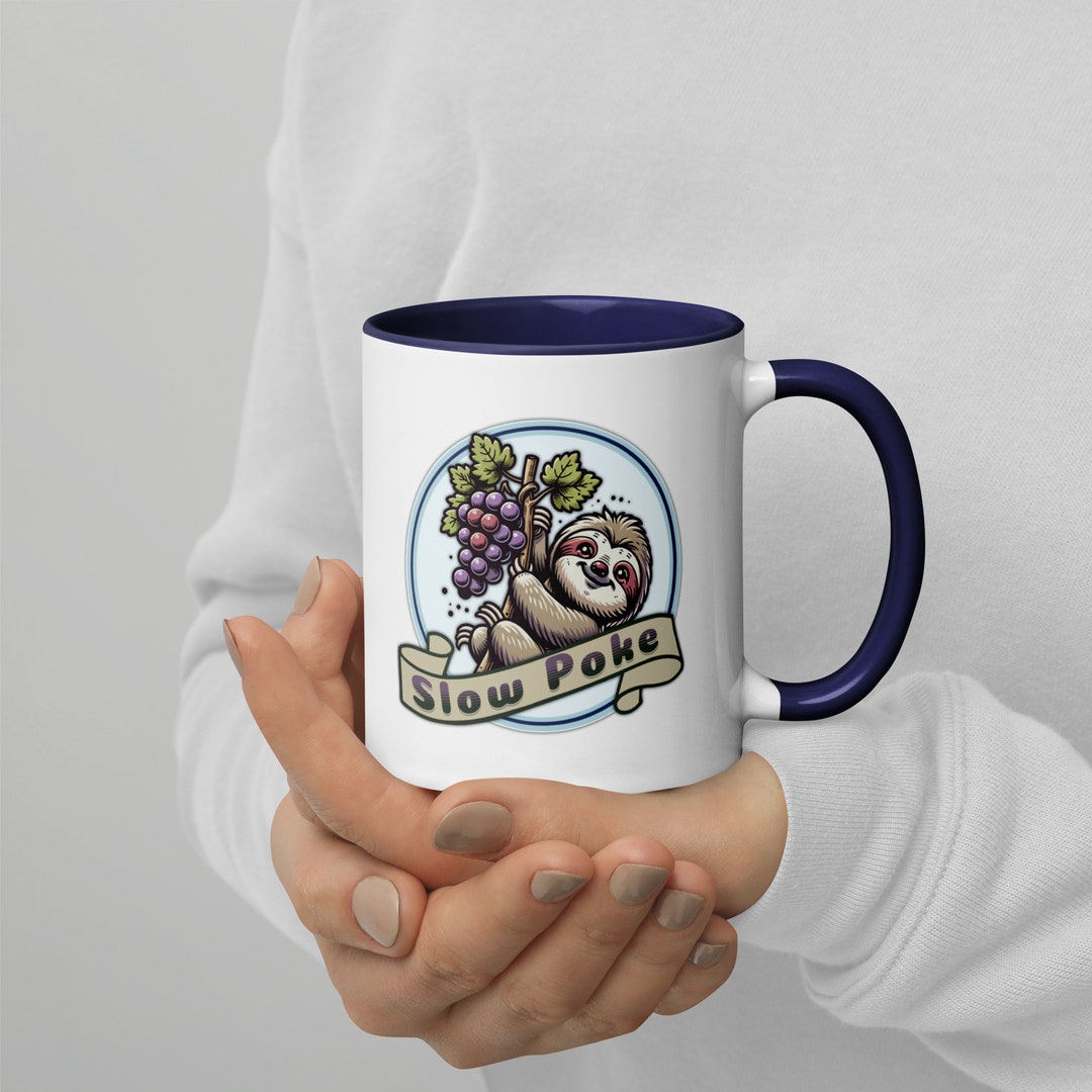 Slow Poke Sloth Mug With Color Inside - Etsy