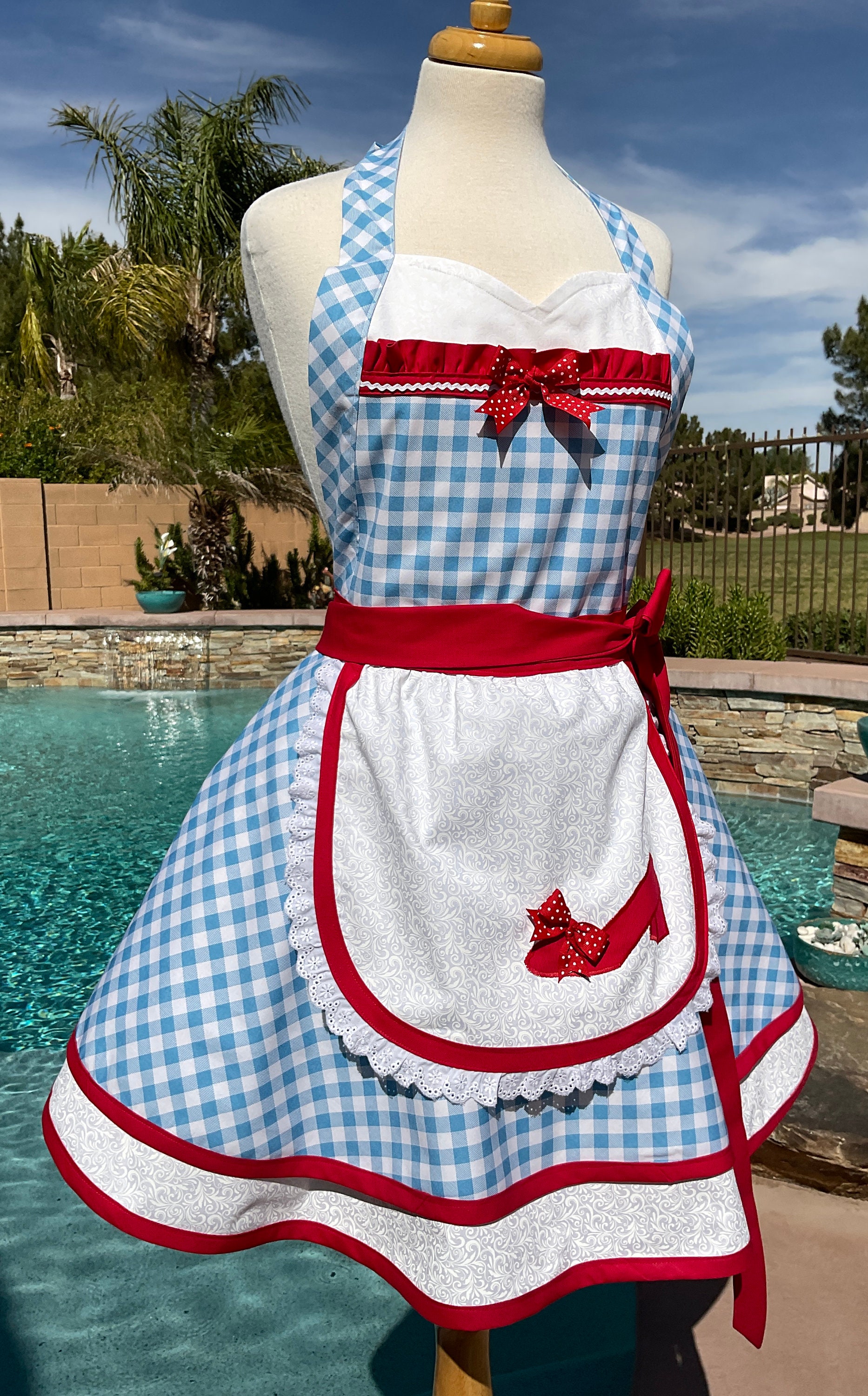 Dorothy Inspired Sassy Apron With Petticoat and Overlay With Red Shoe ...