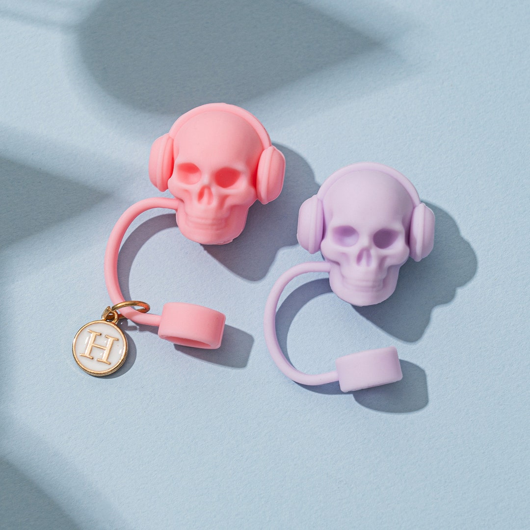 Skeleton Skull Silicone Straw Toppers, Spooky & Fun Drink Accessory, 3D ...