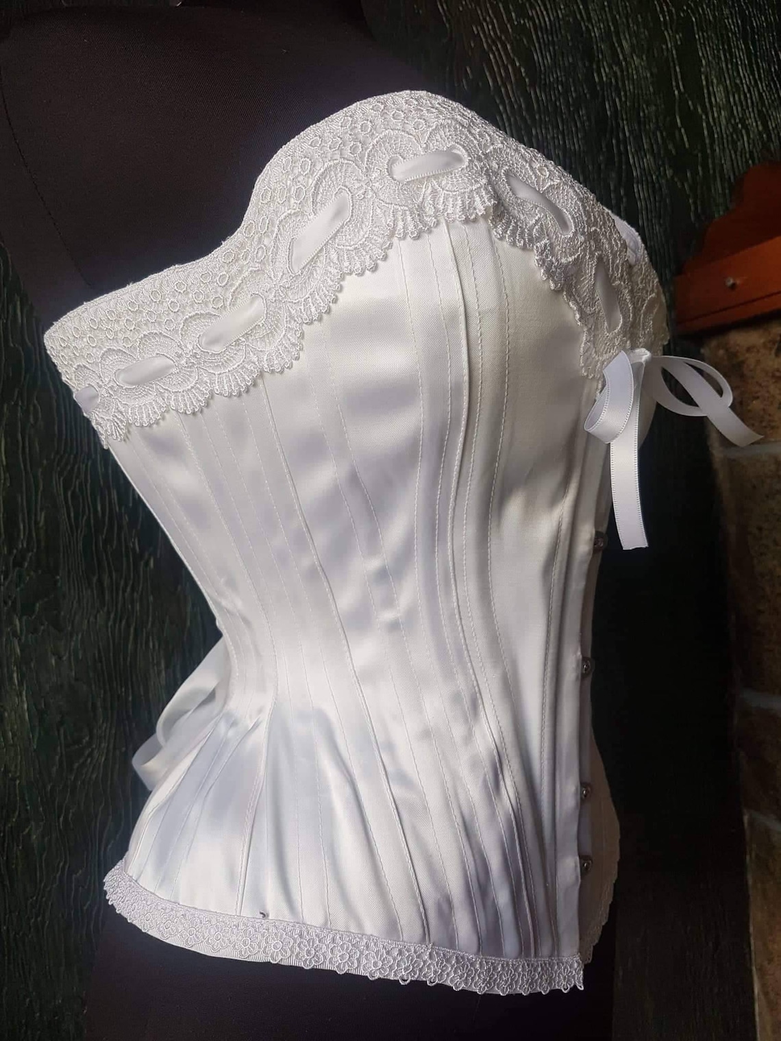 Traditional White Satin Steel Boned Professionally Constructed Wedding ...