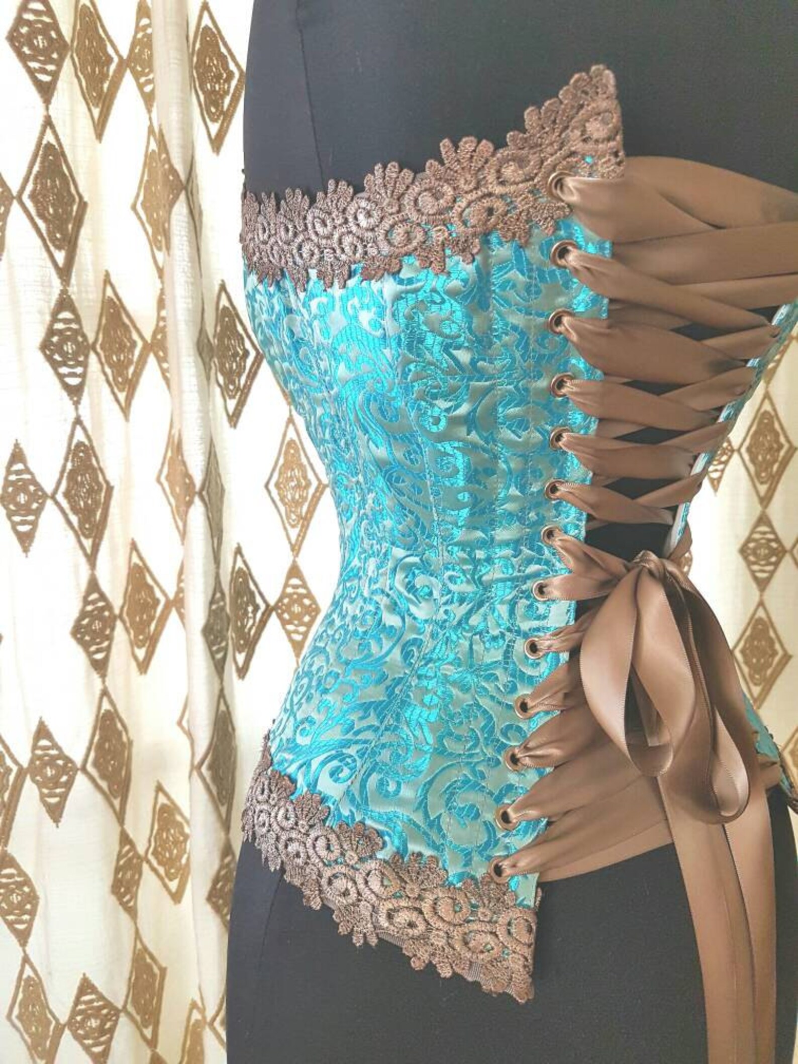 Handmade Turquoise Silk Overbust Corset - Custom Victorian Style - Etsy