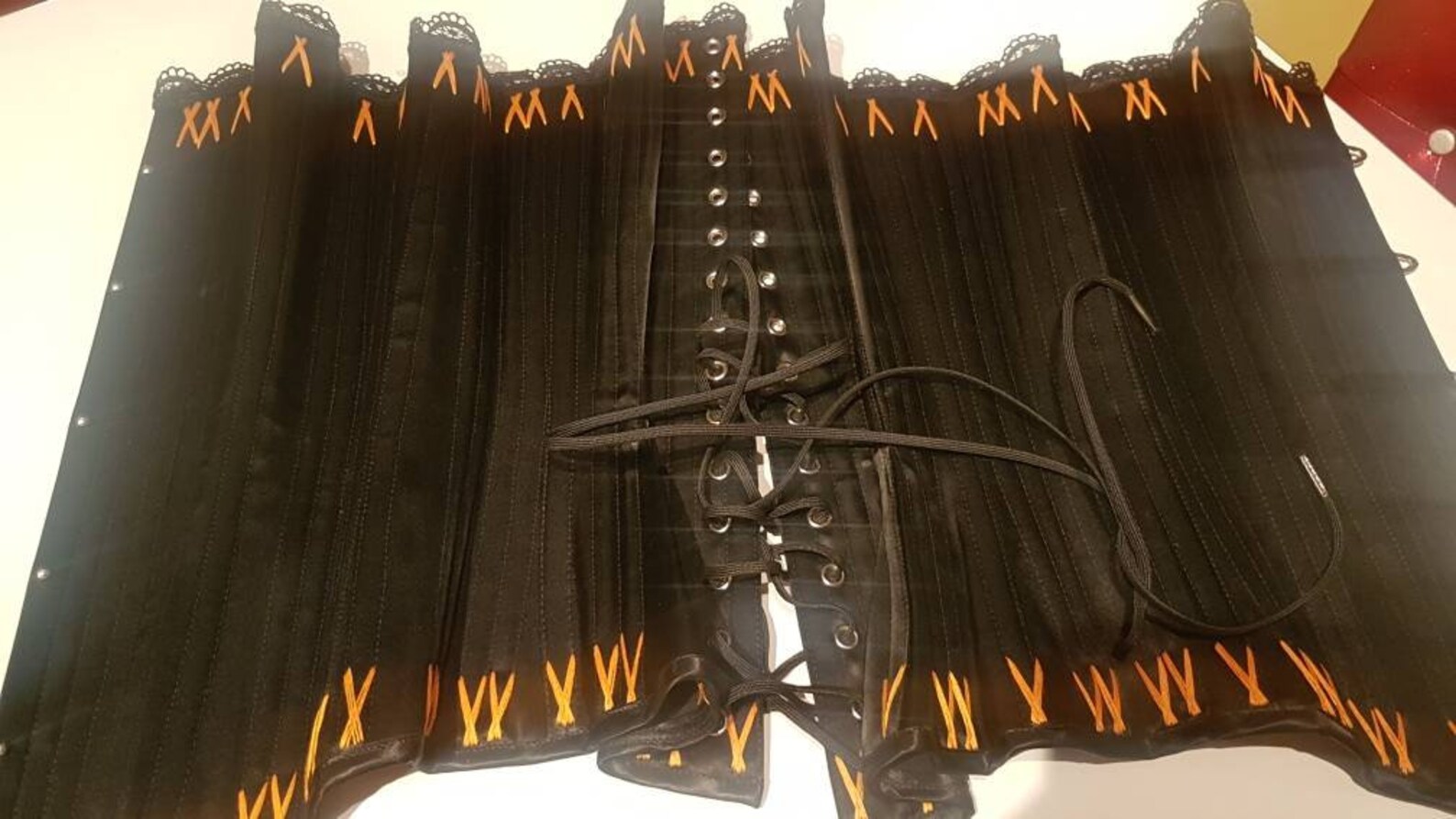 Black Satin Coutil Overbust Corset With Custom Flossing - Etsy