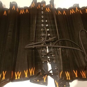 Black Satin Coutil Overbust Corset With Custom Flossing - Etsy
