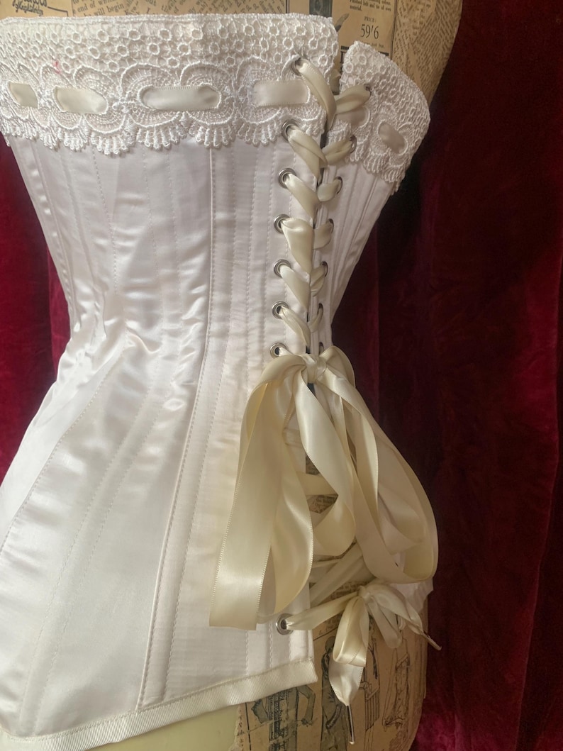 Evelyn- Bespoke Edwardian S-bend Bridal Corset in Ivory Silk With Aglet ...