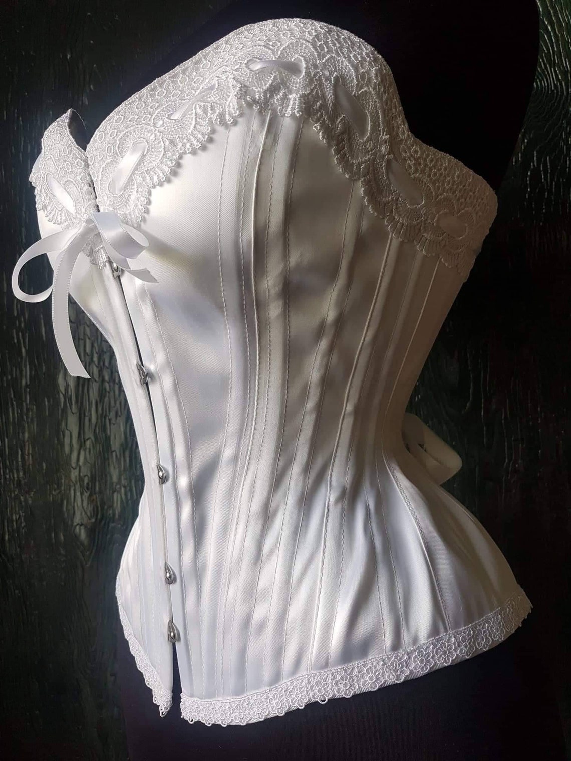 Traditional White Satin Steel Boned Professionally Constructed Wedding ...