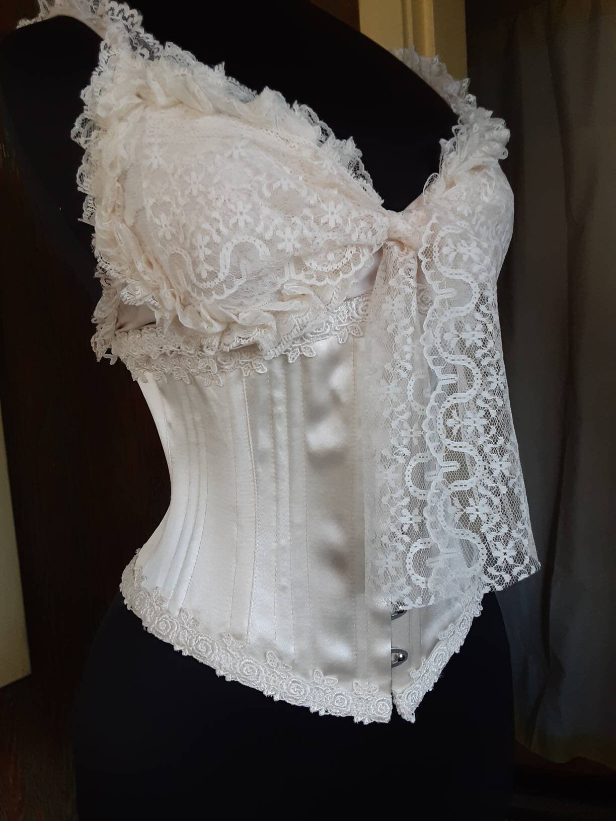 Delphine Unmentionables Handmade Ivory Ruffled Victorian Bralette and ...