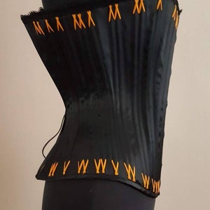 Black Satin Coutil Overbust Corset With Custom Flossing - Etsy