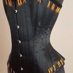Black Satin Coutil Overbust Corset With Custom Flossing - Etsy