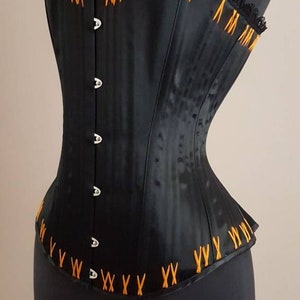 Black Satin Coutil Overbust Corset With Custom Flossing - Etsy