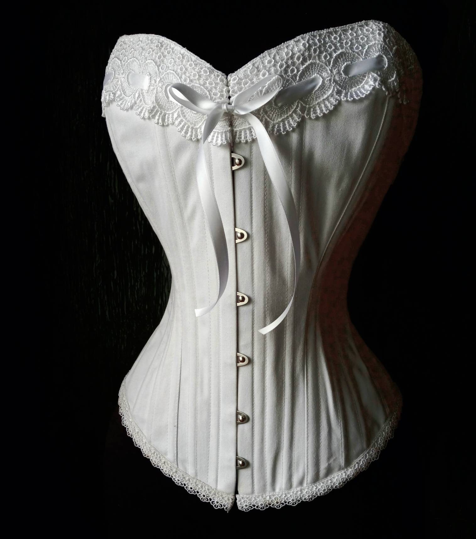 White Cotton Coutil Handmade Victorian Hourglass Sweetheart | Etsy