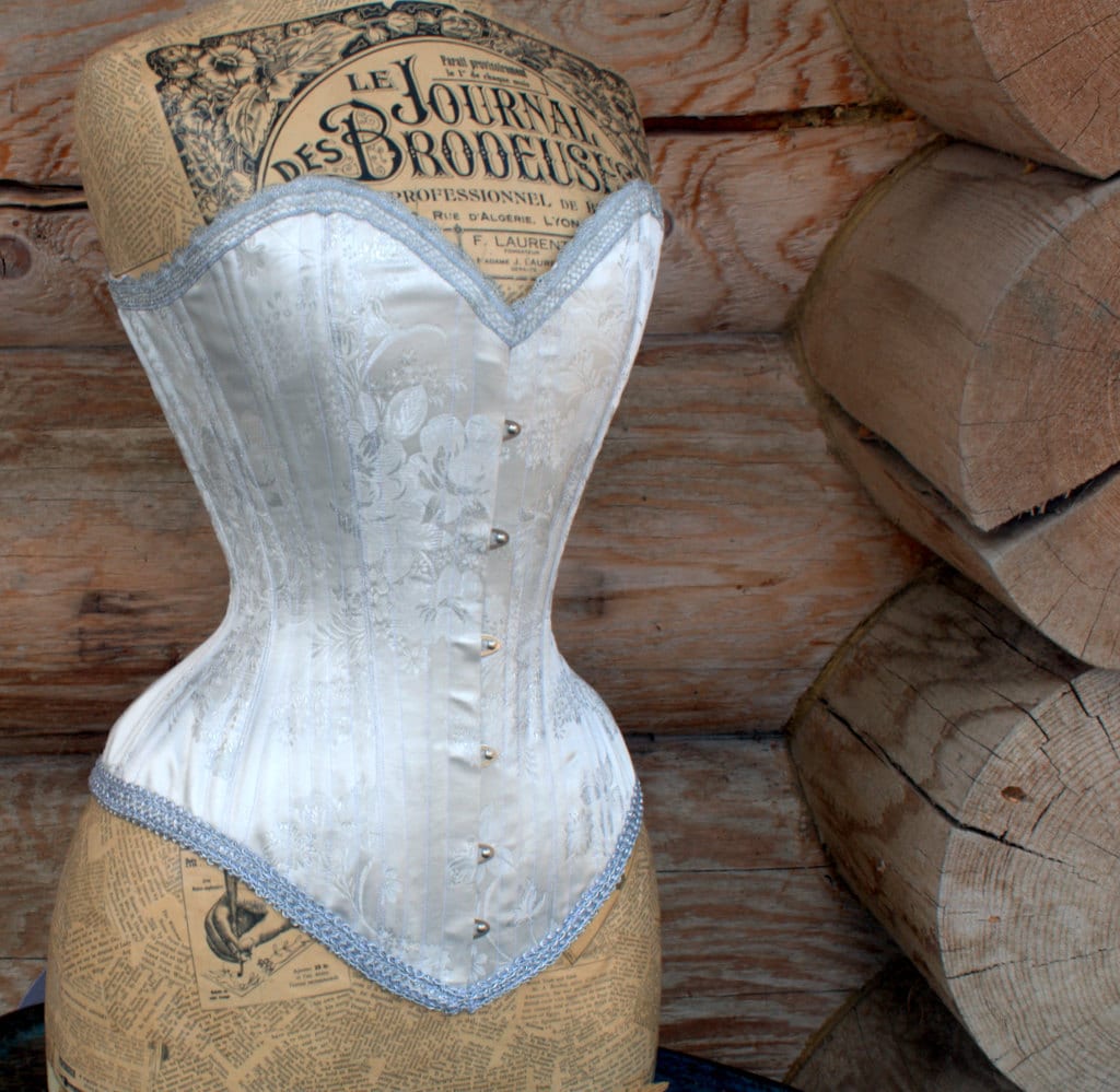 Wedding Corset- Victorian Overbust- Lingerie- White and Silver- Wedding ...