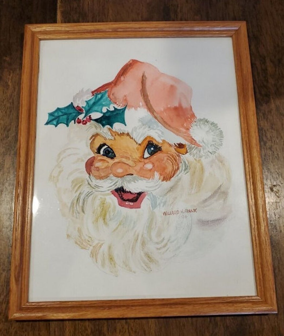 Vintage Santa Claus Watercolor Painting Signed Framed - Etsy