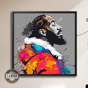 Rapper Portrait Framed Canvas Wall Art Rap Singer Painting Print Large ...