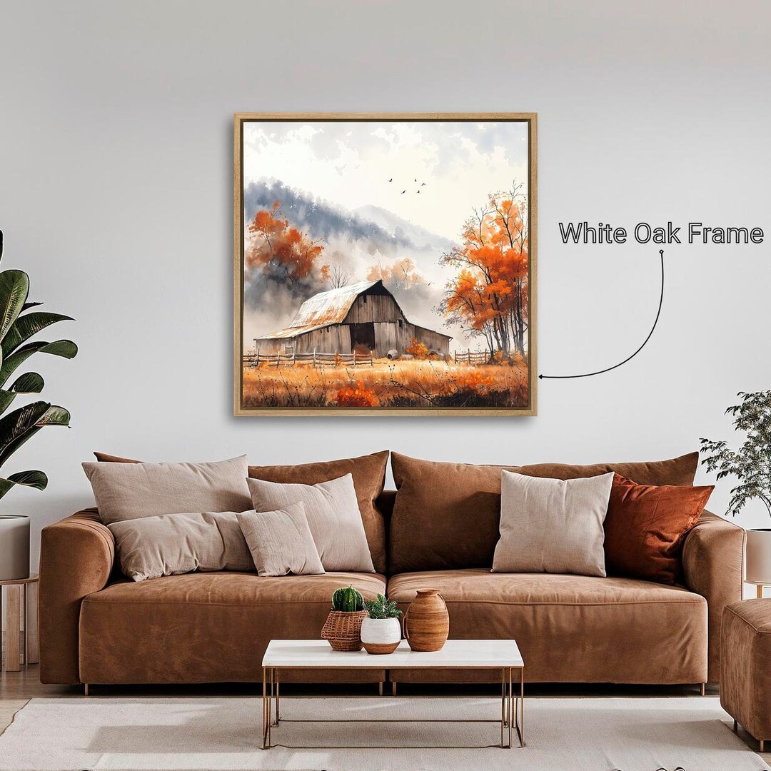 Rustic Barn With Fall Foliage Framed Canvas Print Autumn Landscape ...