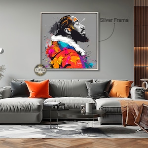 Rapper Portrait Framed Canvas Wall Art Rap Singer Painting Print Large ...