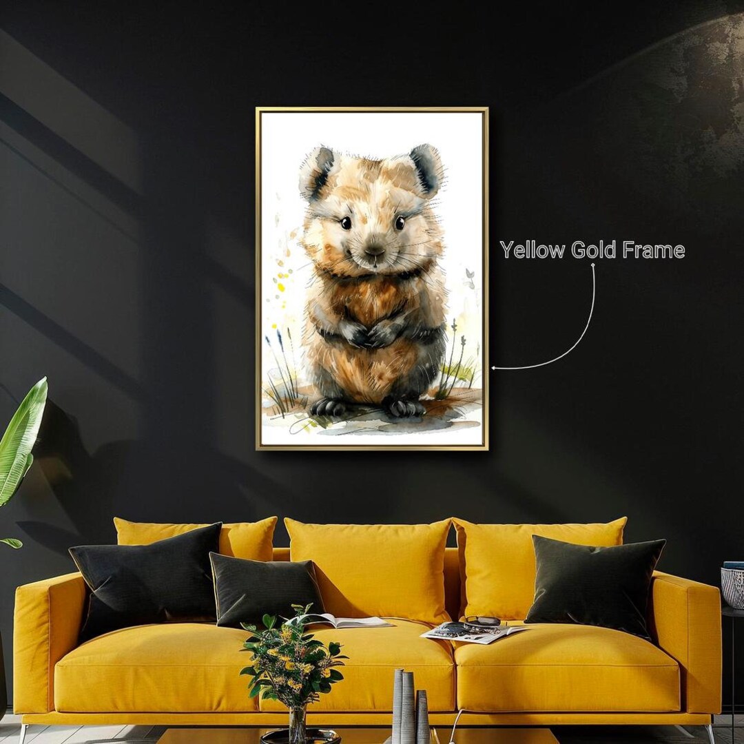 Cute Quokka Framed Canvas Wall Art Charming Animal Watercolor Painting ...