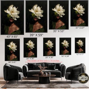 Floral Abstract Woman Portrait Framed Canvas Wall Art Lady Flower Head ...
