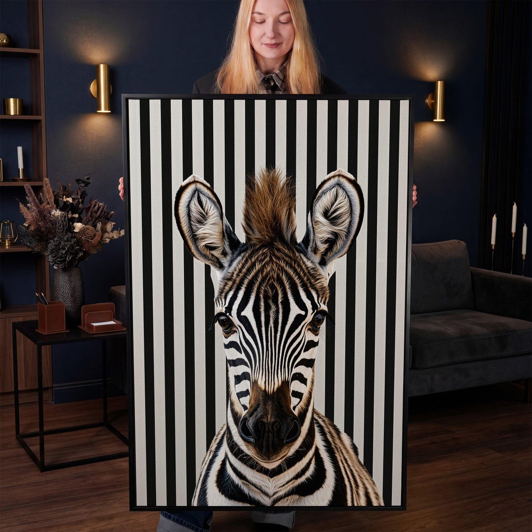 Zebra Canvas Print: Black and White Stripes Animal Wall Art, Geometric ...