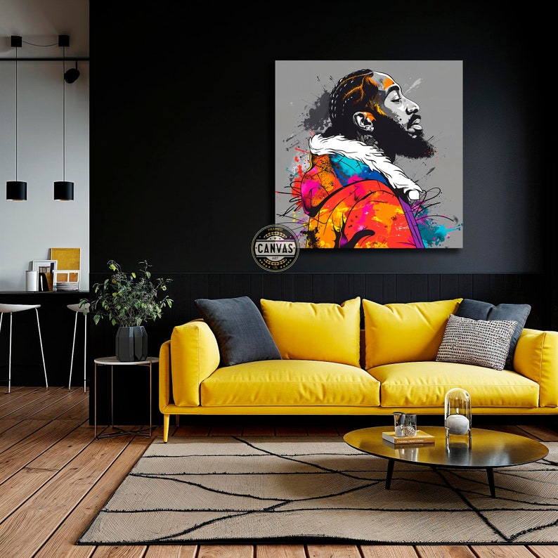 Rapper Portrait Framed Canvas Wall Art Rap Singer Painting Print Large ...