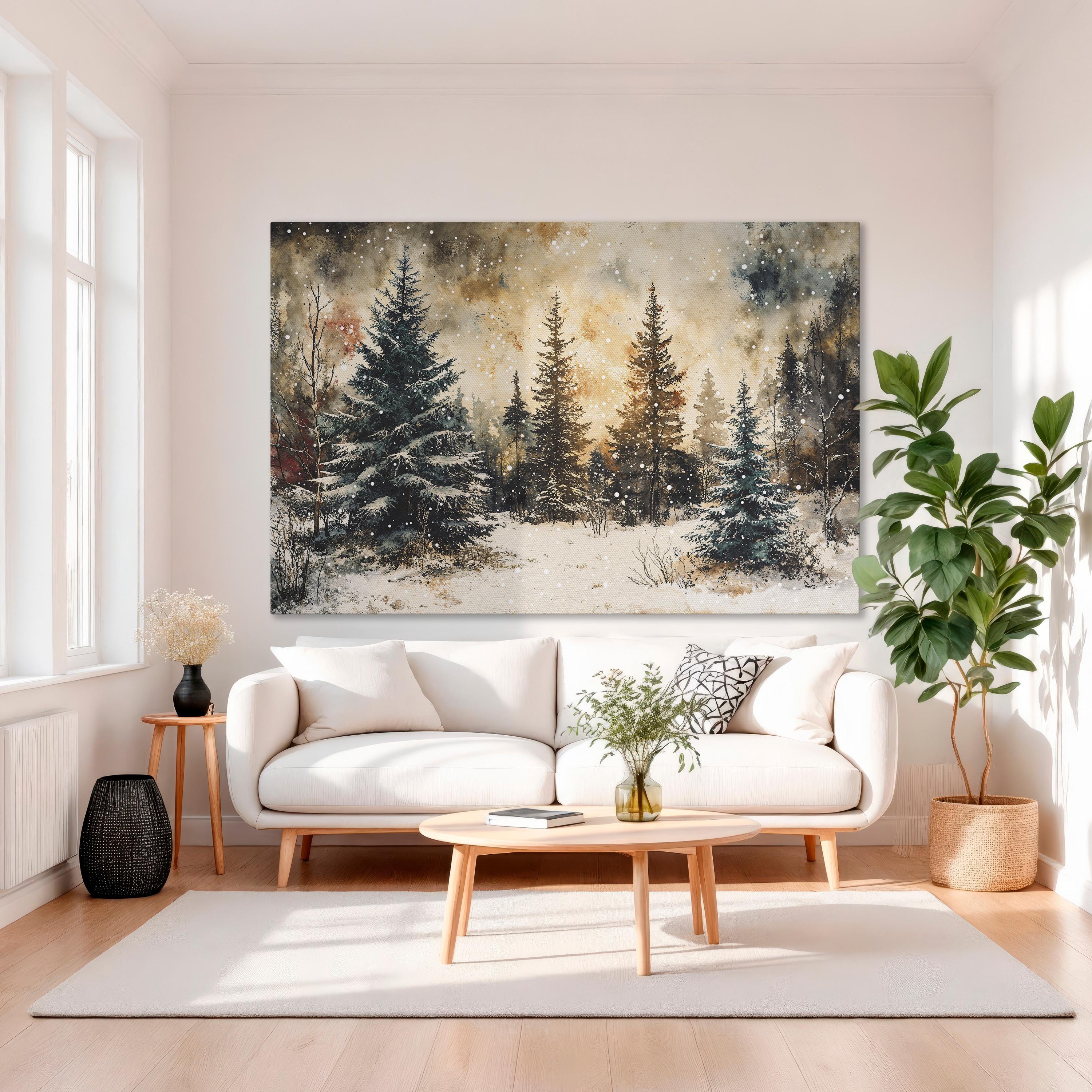 Snowy Forest Winter Landscape Framed Canvas Print, Snow Scene Wall Art ...