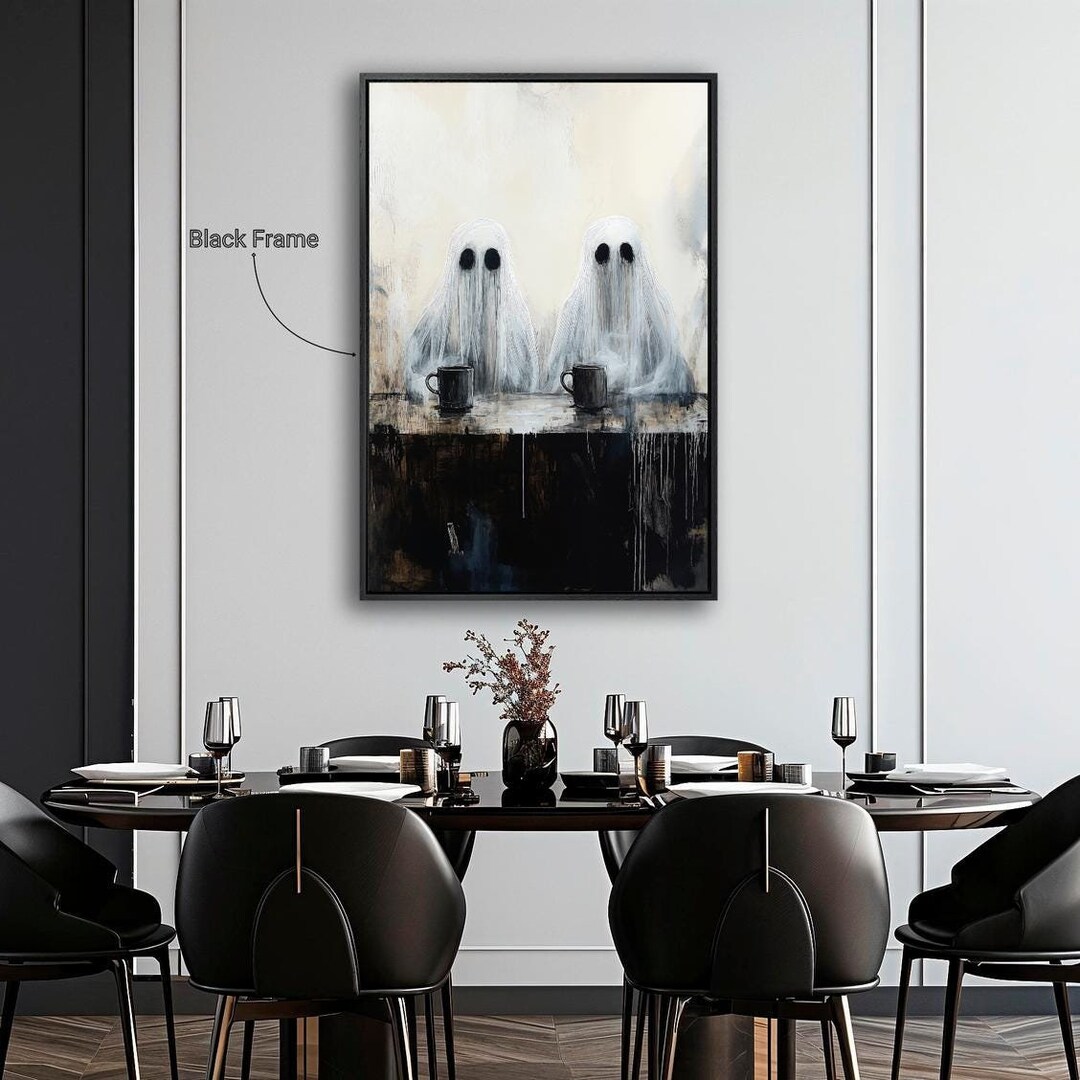 Surreal Haunted Cafe Framed Canvas Print Halloween Canvas Wall Art ...
