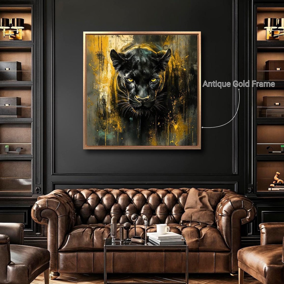 Black Panther Framed Canvas Print Wildlife Canvas Wall Art Abstract ...