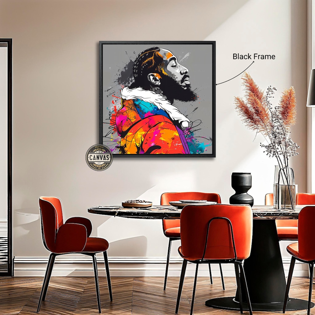 Rapper Portrait Framed Canvas Wall Art Rap Singer Painting Print Large ...