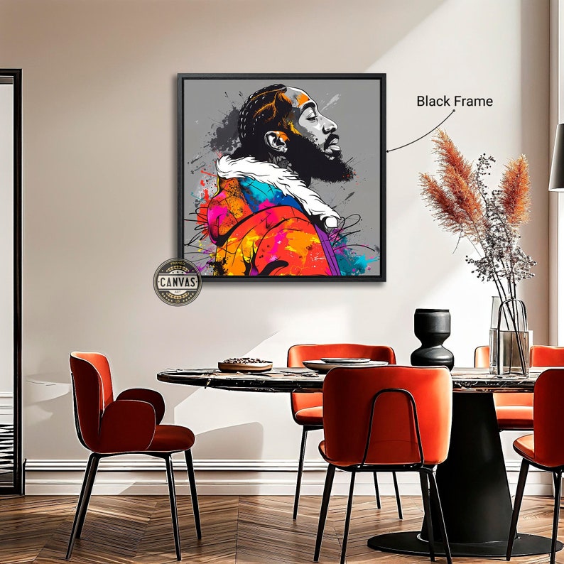 Rapper Portrait Framed Canvas Wall Art Rap Singer Painting Print Large ...