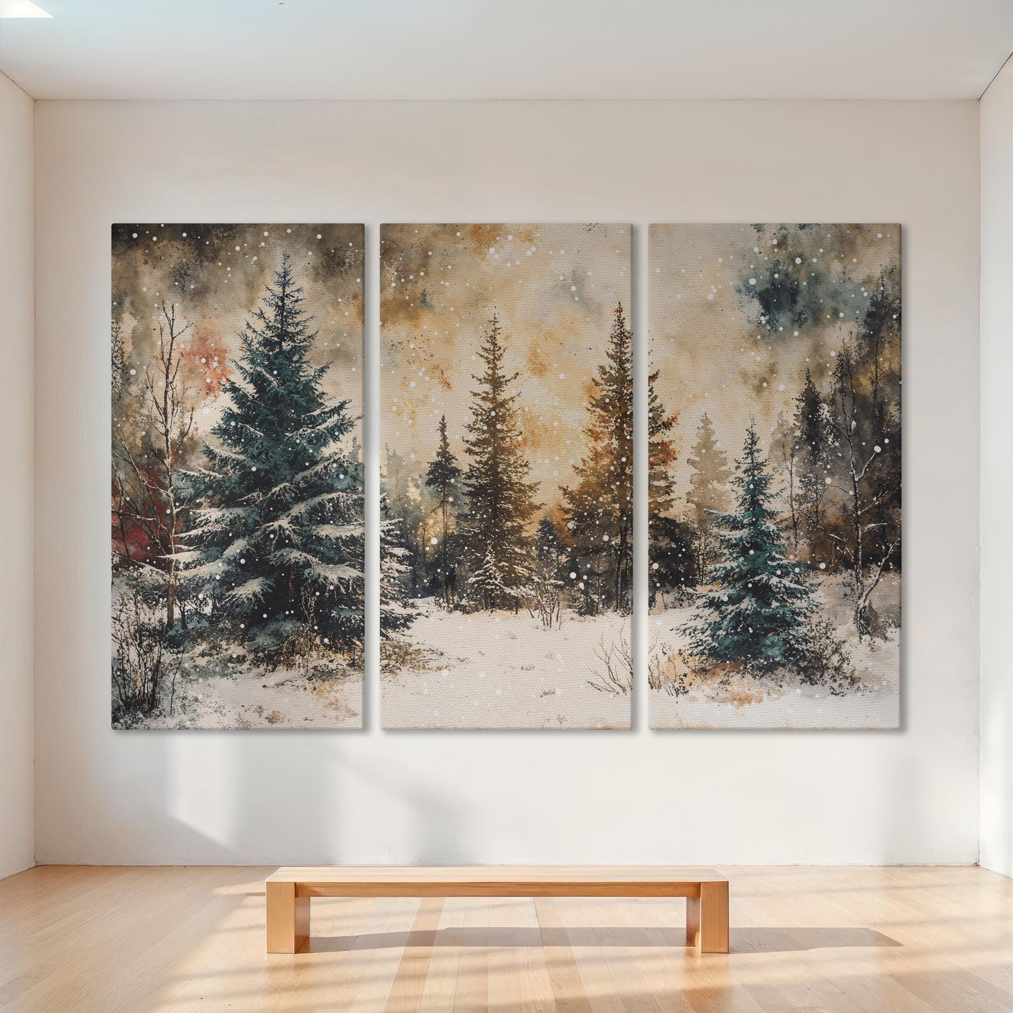 Snowy Forest Winter Landscape Framed Canvas Print, Snow Scene Wall Art ...