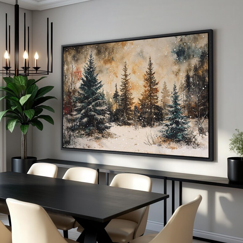 Snowy Forest Winter Landscape Framed Canvas Print, Snow Scene Wall Art ...