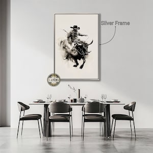 Thrilling Rodeo Cowboy Framed Canvas Wall Art Dynamic Bull Riding ...