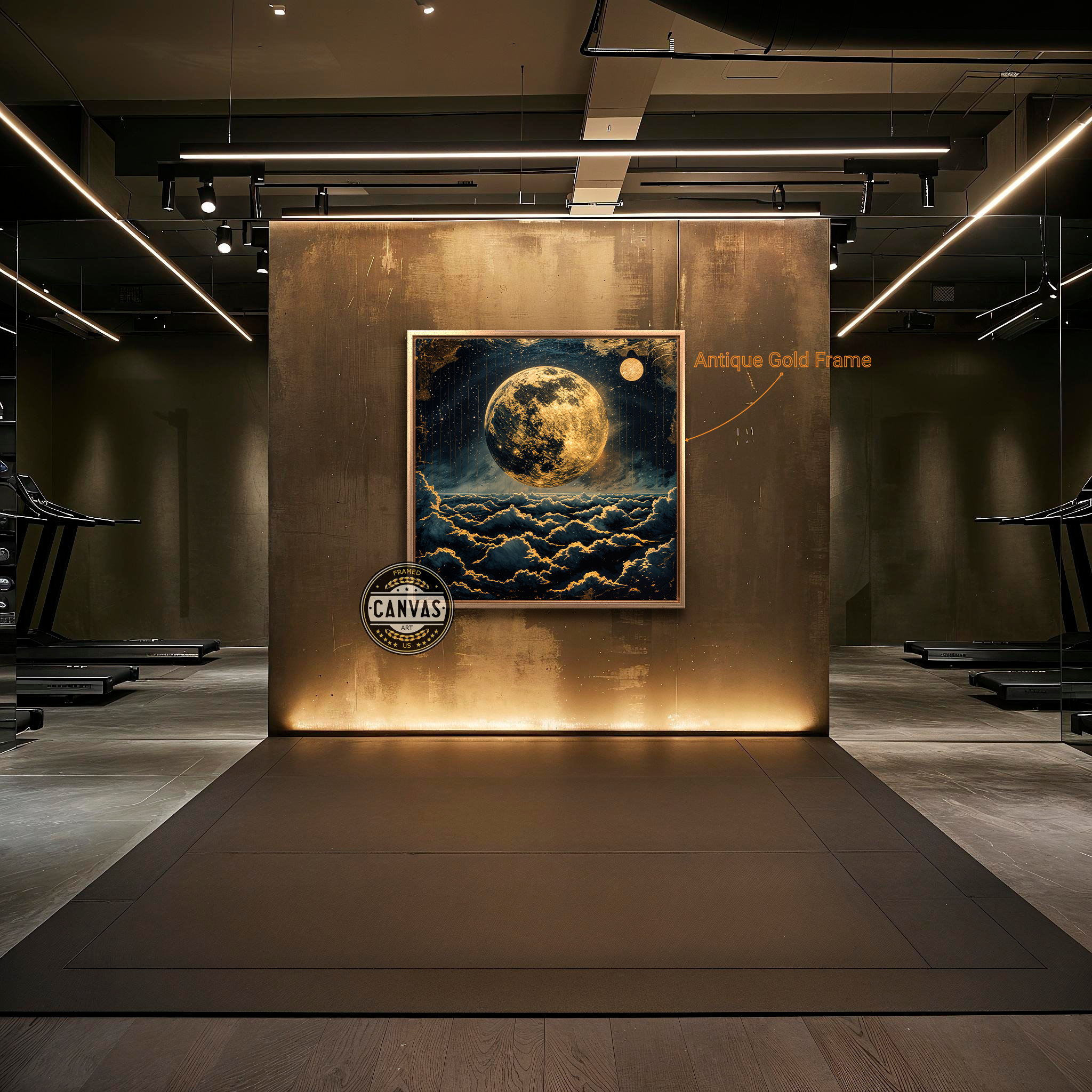 Full Moon and Stars Framed Canvas Print Moonlit Clouds Canvas Wall Art ...