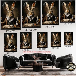 Victorian Bunny Framed Canvas Wall Art Funny Vintage Rabbit Painting ...