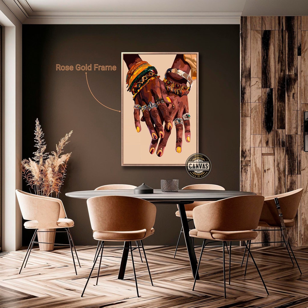 Black Hands With Tribal Jewelry Framed Canvas Wall Art Cultural Fashion ...