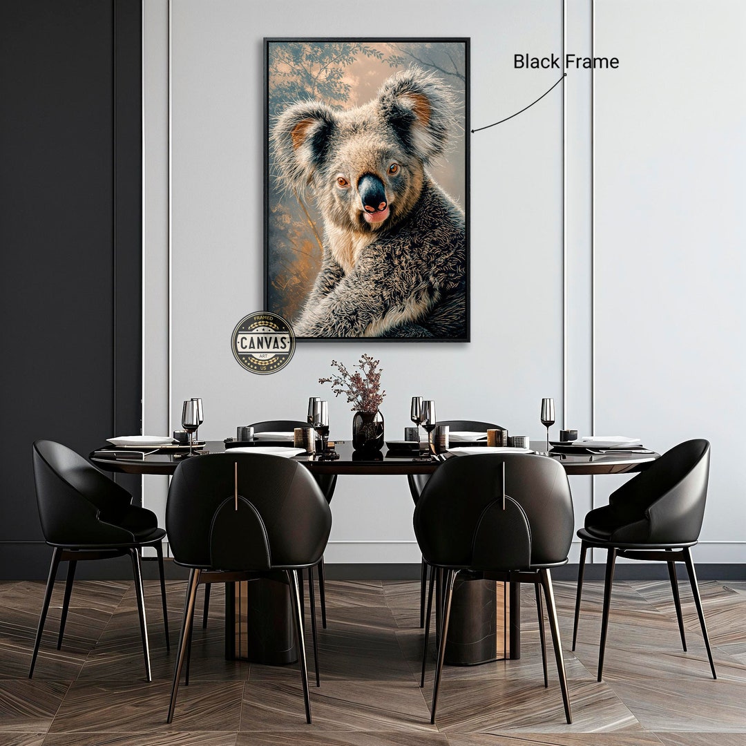 Cute Koala Framed Canvas Print Eucalyptus Lover Canvas Wall Art ...