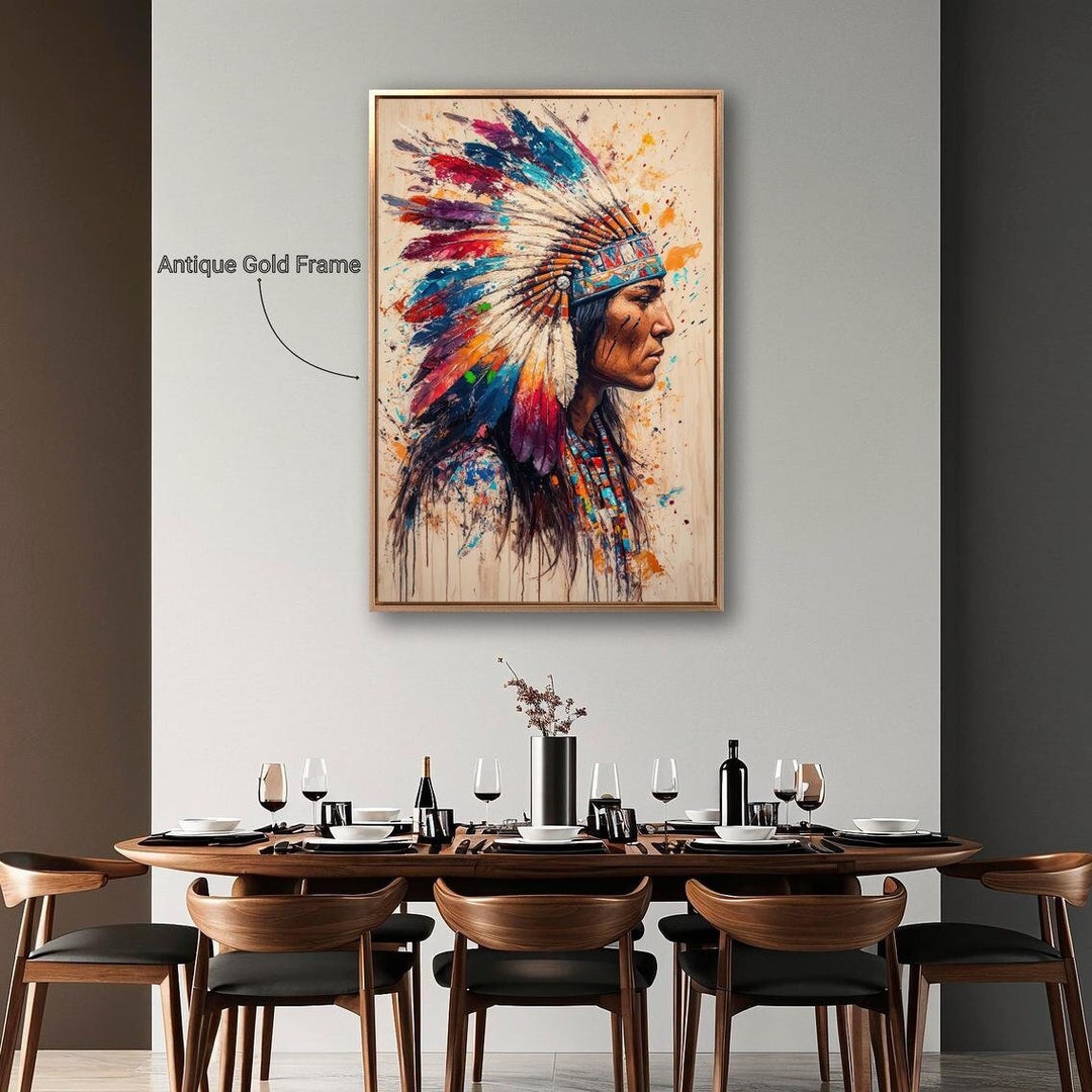 Native American Framed Canvas Print Indigenous Culture Canvas Wall Art ...
