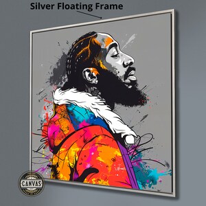 Rapper Portrait Framed Canvas Wall Art Rap Singer Painting Print Large ...