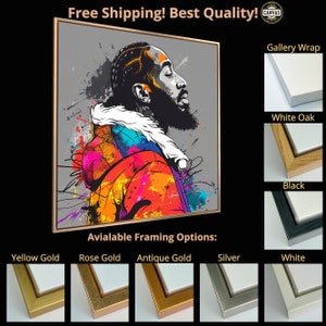 Rapper Portrait Framed Canvas Wall Art Rap Singer Painting Print Large ...
