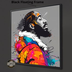 Rapper Portrait Framed Canvas Wall Art Rap Singer Painting Print Large ...