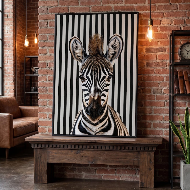 Zebra Canvas Print: Black and White Stripes Animal Wall Art, Geometric ...