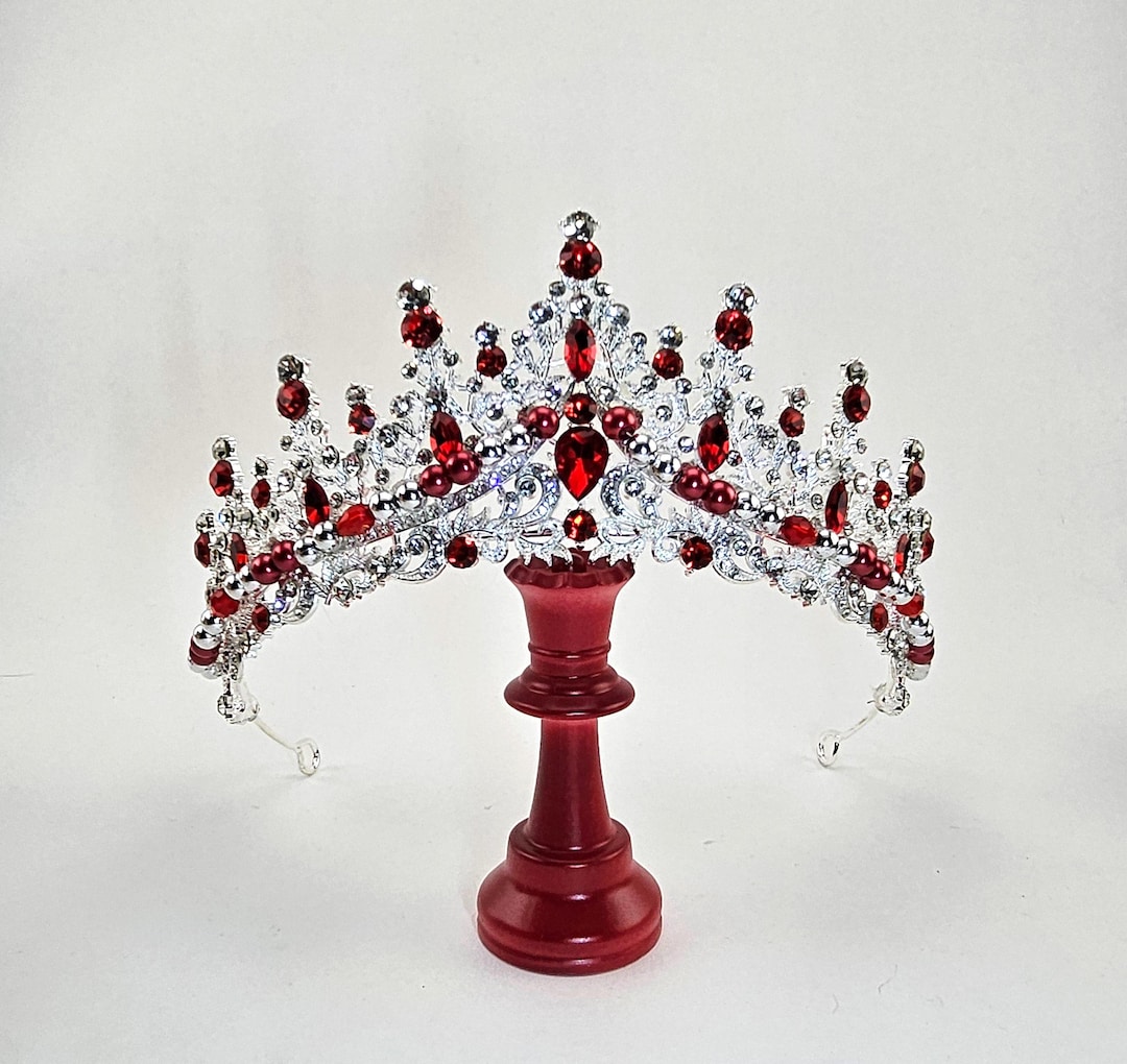 Red Crystal Quinceanera Crown: Royal Silver Bridal Tiara - Etsy