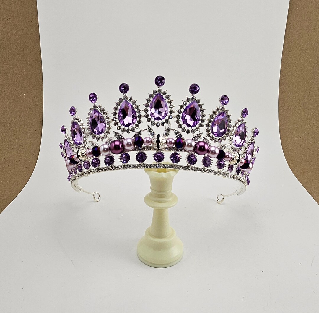 Purple Silver Quinceanera Tiara Purple Crystal Quinceanera Crown ...