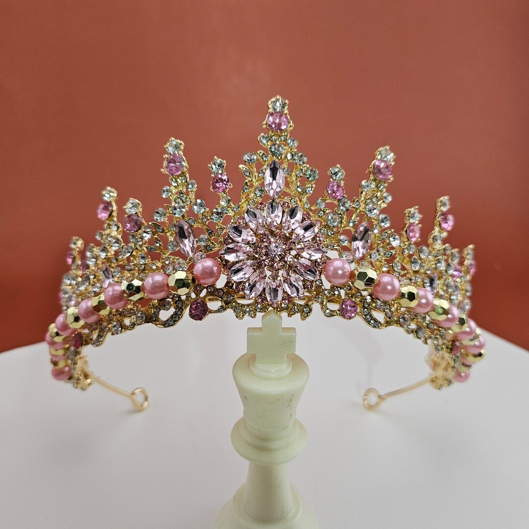 Blush Pink Bridal Tiara Pink Crystal Quinceanera Tiara, Light Pink ...