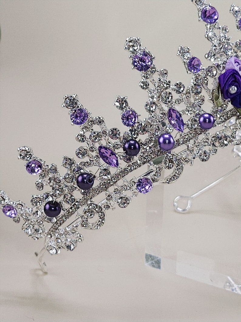 Purple Tiara, Custom Purple Quinceanera Tiara, Purple Crystal and ...