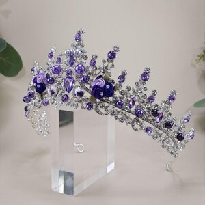 Purple Tiara, Custom Purple Quinceanera Tiara, Purple Crystal and ...
