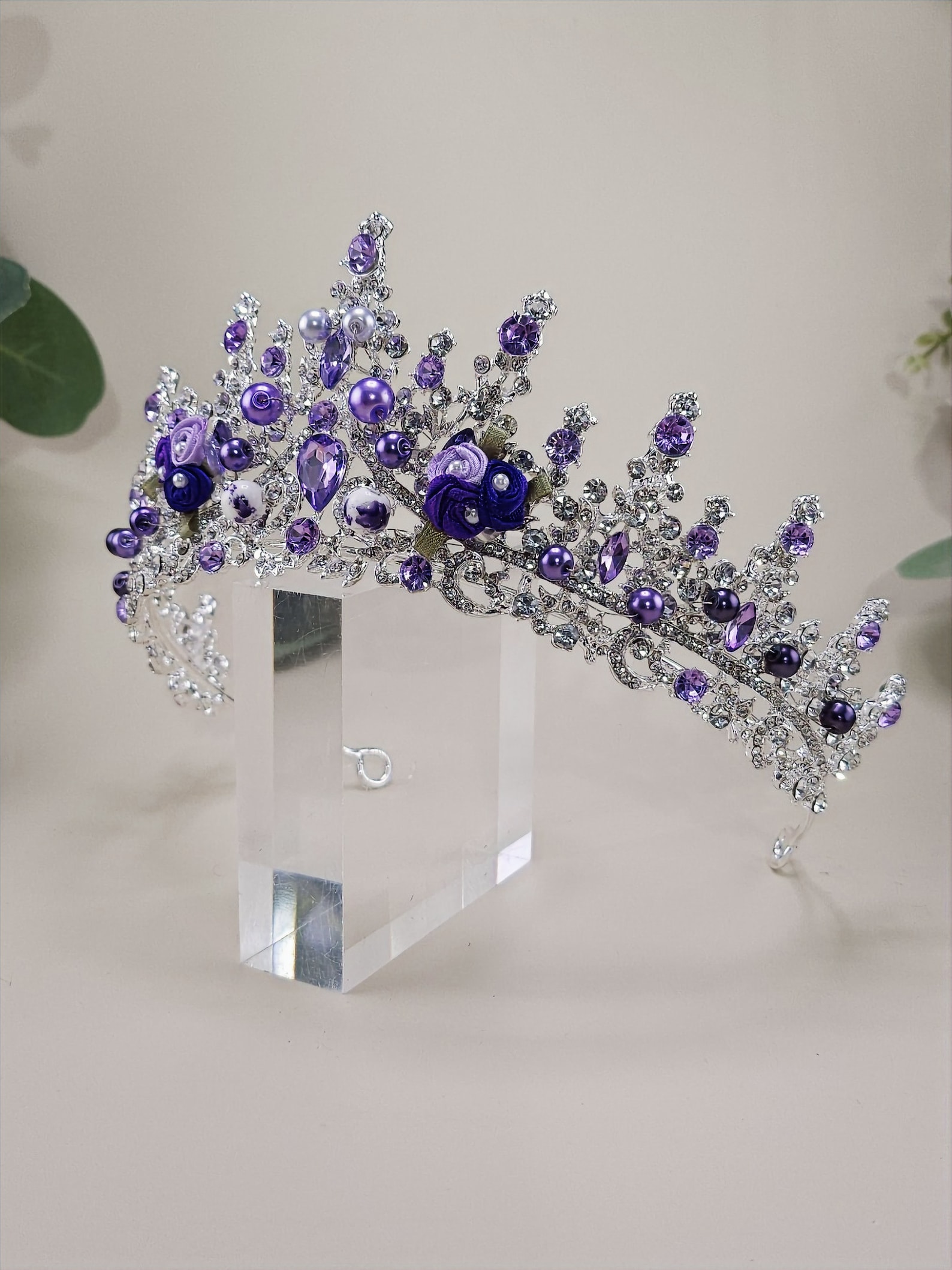 Purple Tiara, Custom Purple Quinceanera Tiara Necklace and Earrings ...