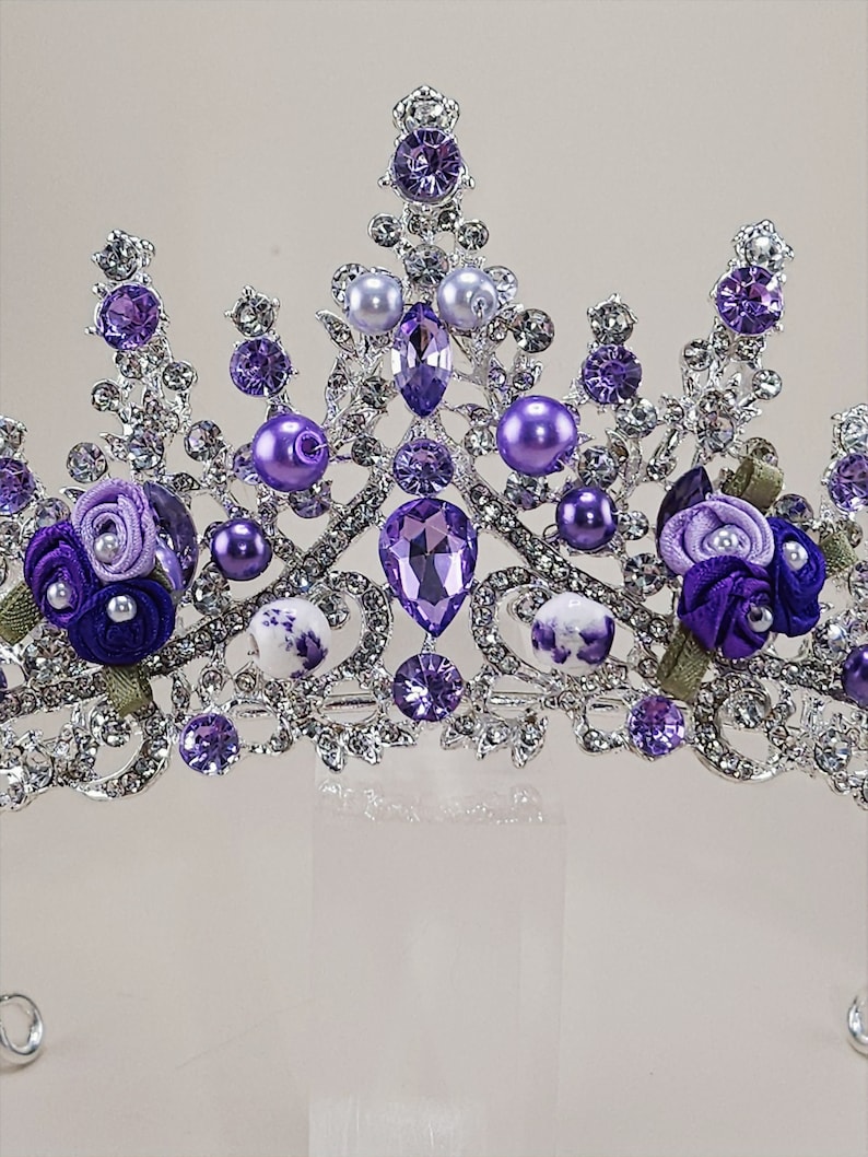 Purple Tiara, Custom Purple Quinceanera Tiara Necklace and Earrings ...