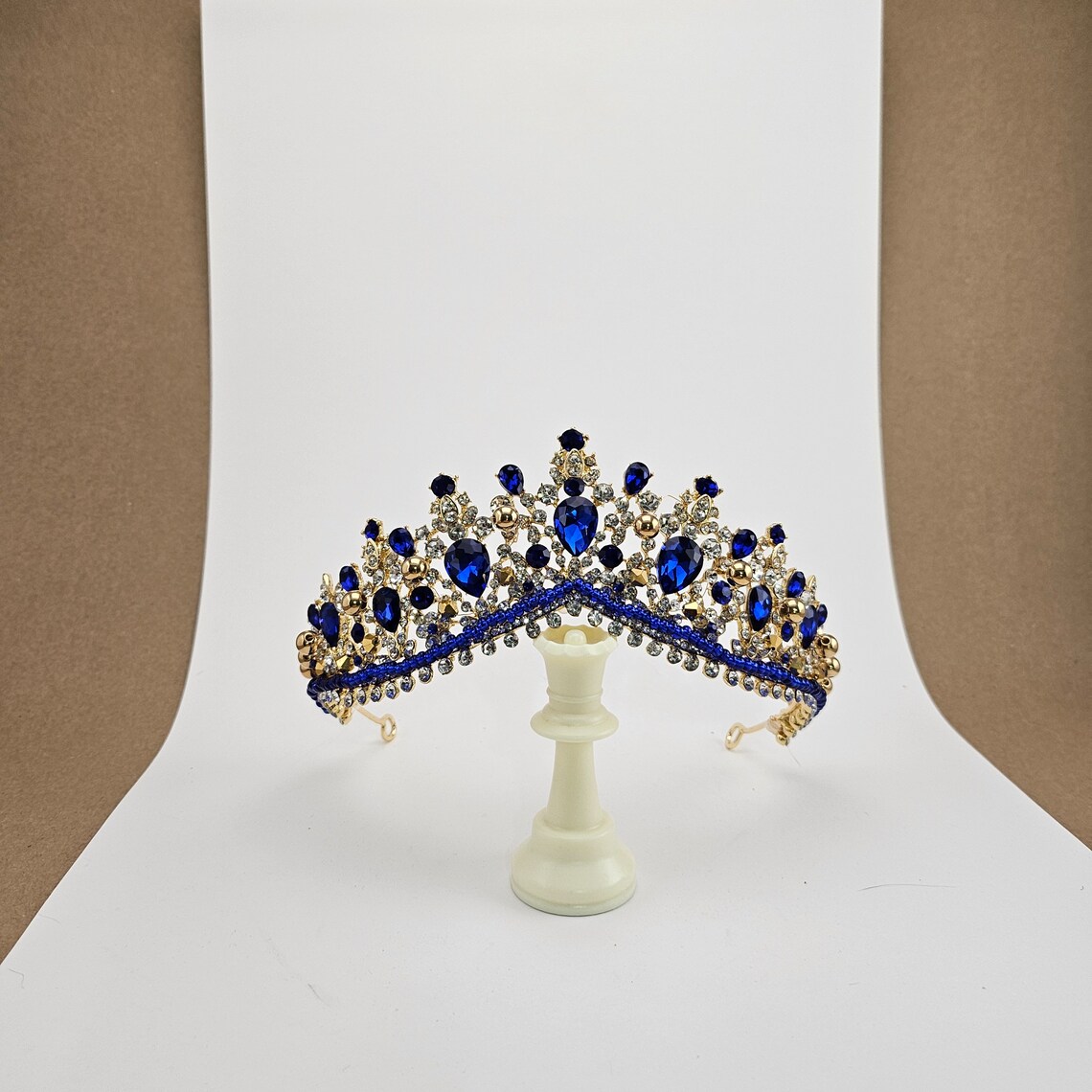 Gold Navy Blue Crystal Quinceanera Tiara, Wedding Crown - Etsy