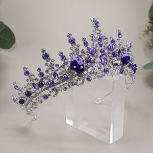 Purple Tiara, Custom Purple Quinceanera Tiara Necklace and Earrings ...