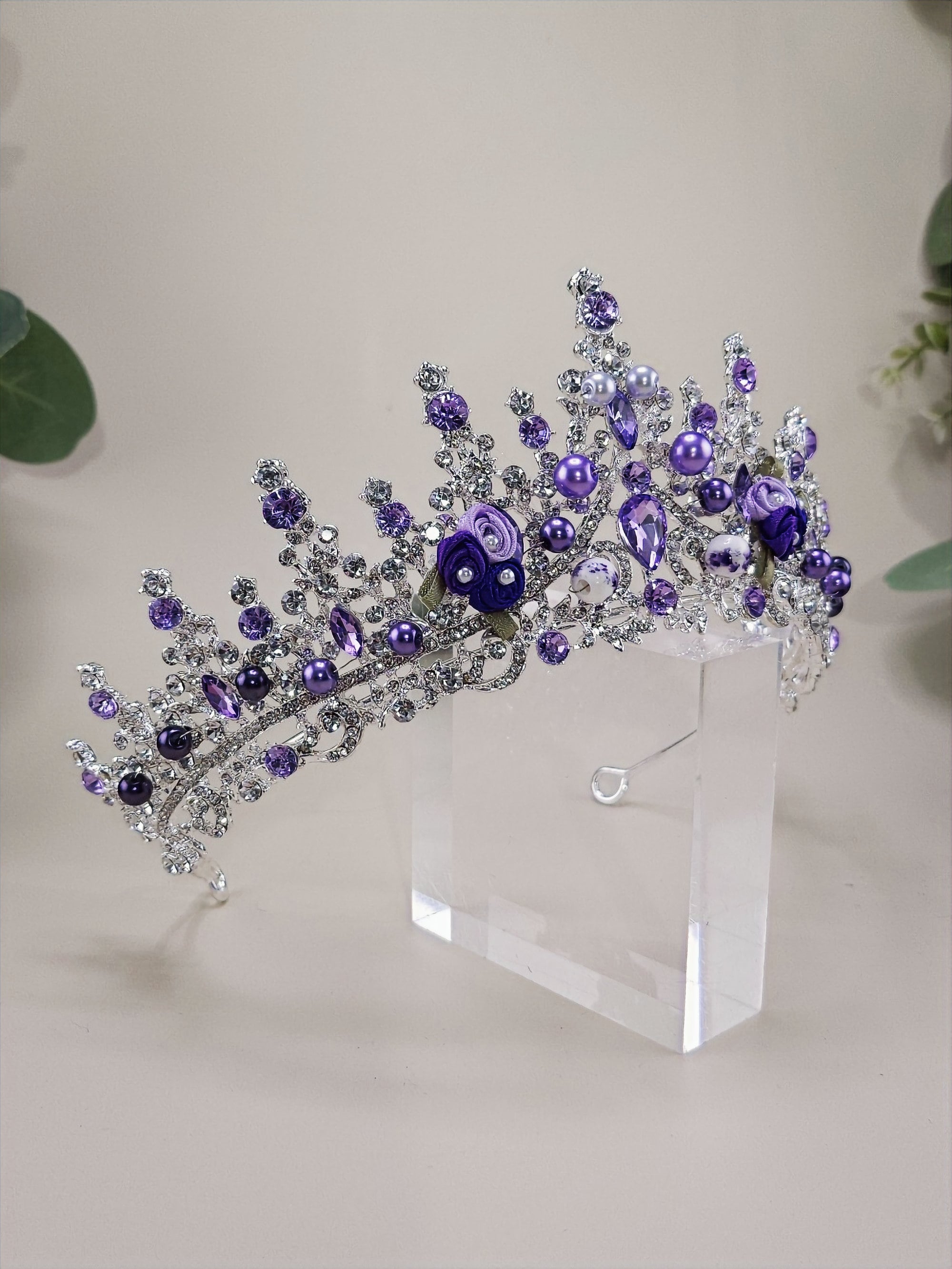 Purple Tiara, Custom Purple Quinceanera Tiara Necklace and Earrings ...